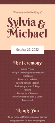 Fall Wedding Program - Venngage
