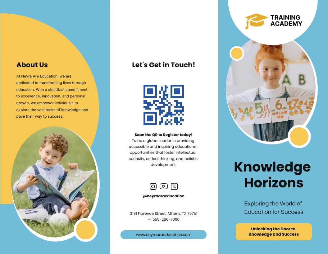 Blue Yellow Education Brochure Template - Venngage