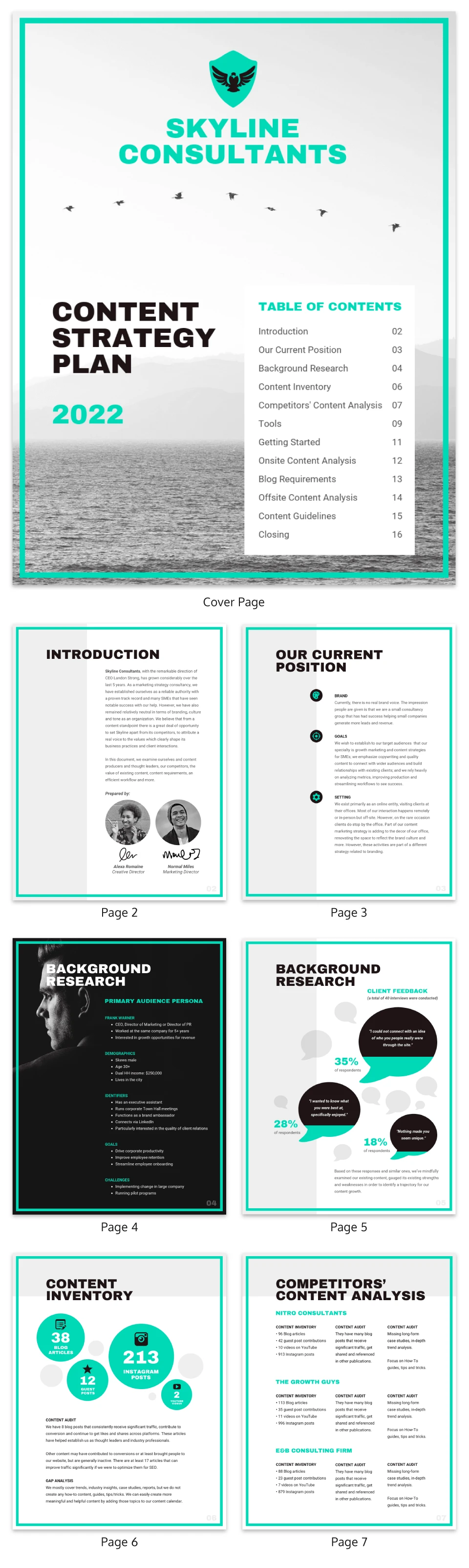 Teal Color Content Strategy Plan Template - Venngage