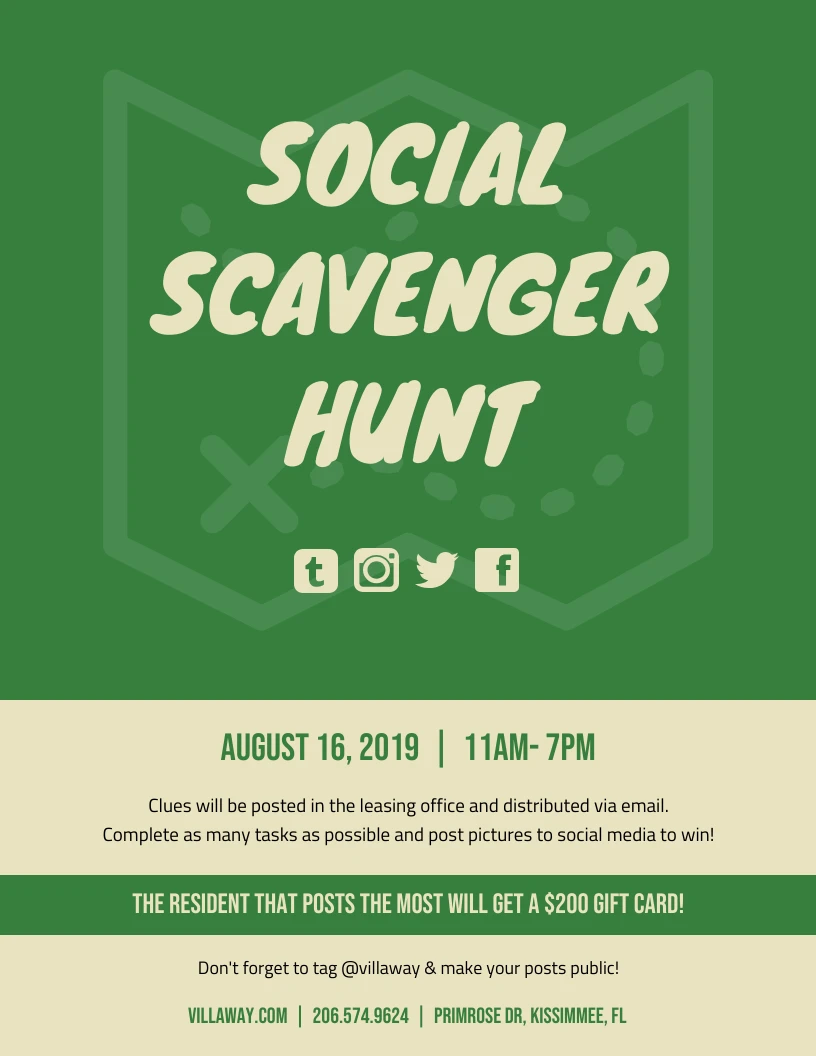 Social Scavenger Hunt Event Flyer Template - Venngage