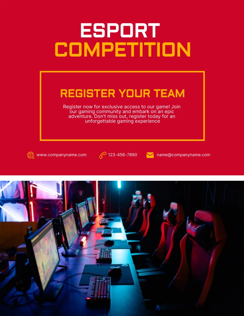 Red And Yellow Simple Photo Esport Competition Gaming Poster - Venngage