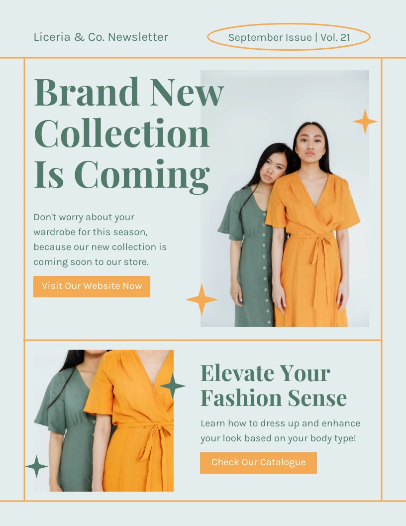 Modern Aesthetic Fashion Collection Newsletter Template - Venngage