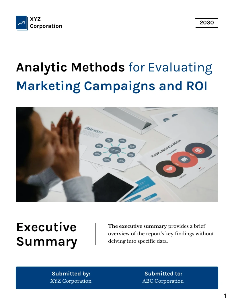 Evaluating Marketing ROI Analytics Methods Report Template - Venngage