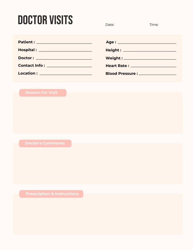 Pastel Cream Doctor Visits Schedule Template - Venngage