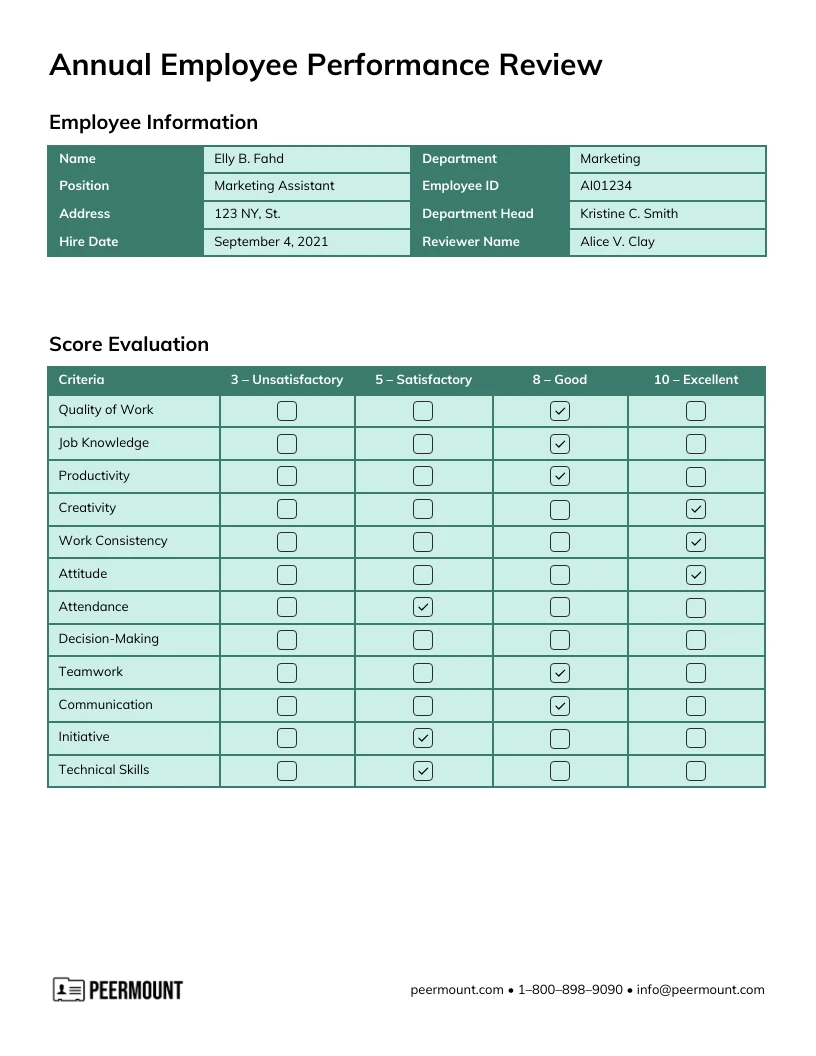 Annual Employee Performance Review Template Venngage