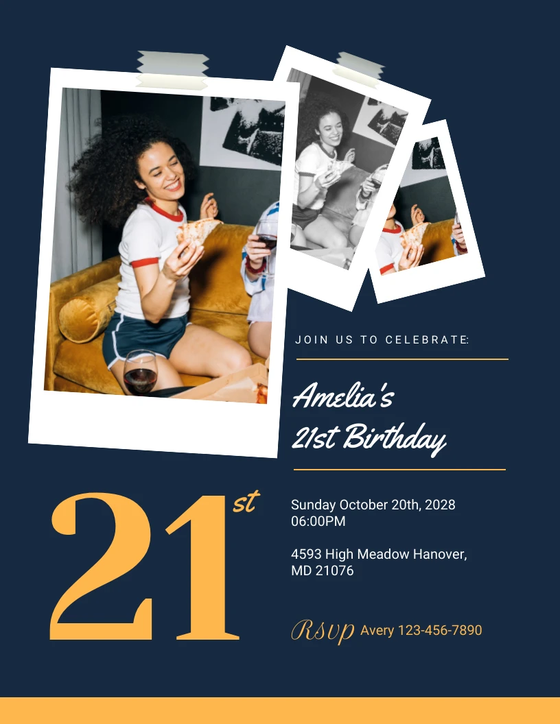 21st Birthday Invitation Card Template