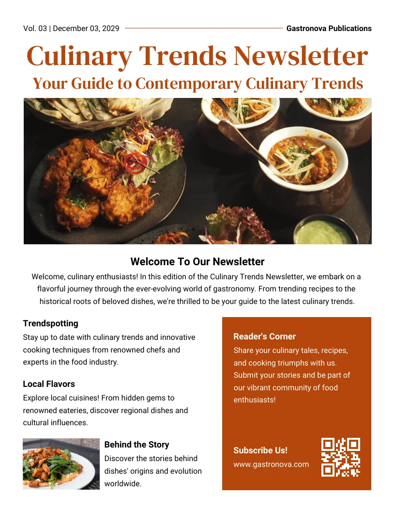 Culinary Trends Newsletter Template - Venngage