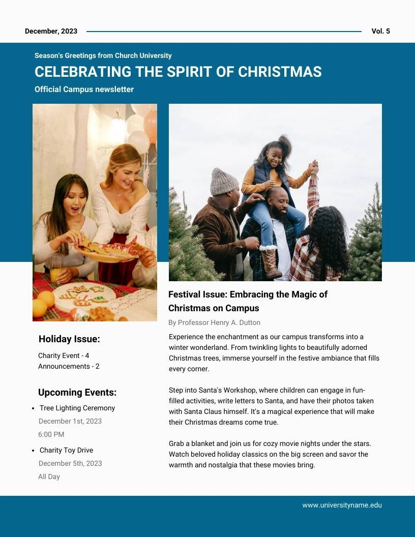 Celebrating The Spirit Of Christmas Newsletter Template - Venngage