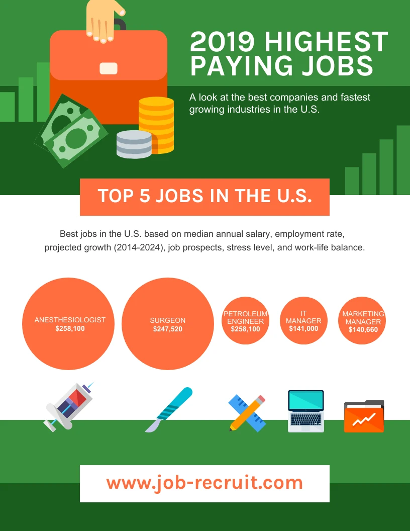 Highest Paying Jobs Statistics Infographic Template - Venngage