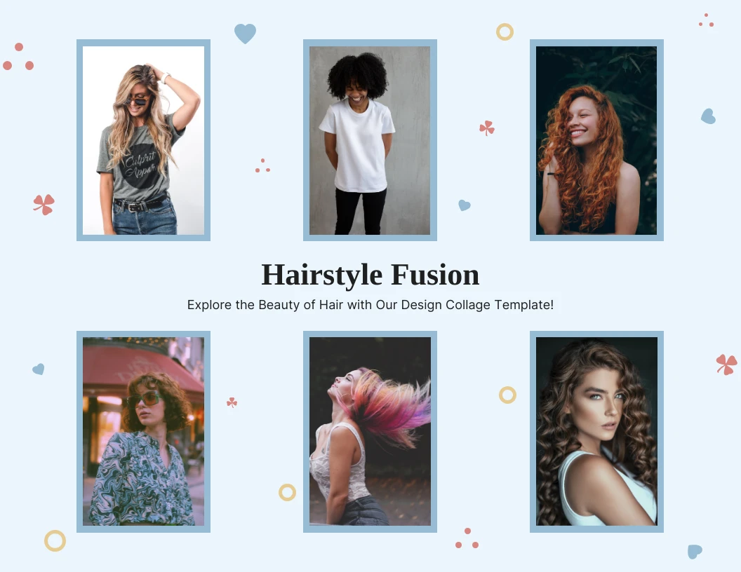 Soft Blue Cute Woman Hairstyle Collage - Venngage