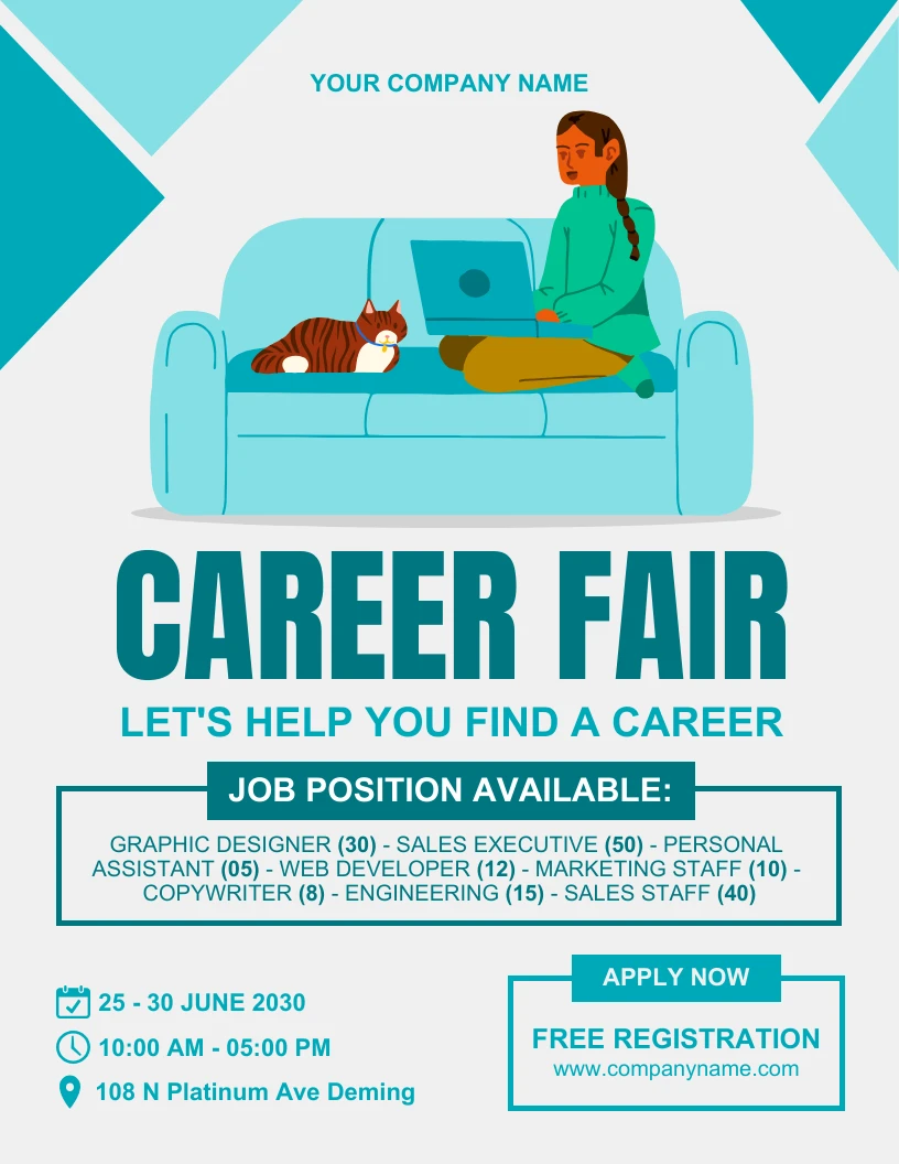 Illustration Career Fair Flyer Template - Venngage