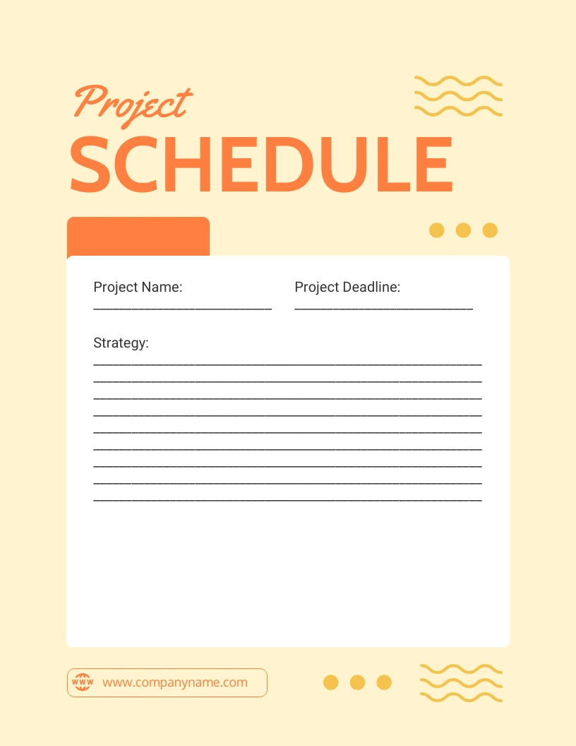 Light Yellow And Orange Minimalist Project Schedule Template - Venngage
