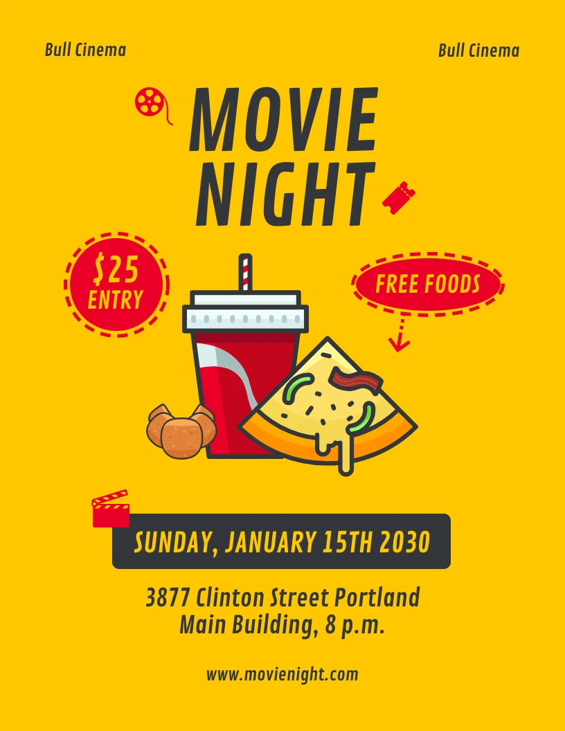 Ripe Lemon Movie Night Flyer Template - Venngage