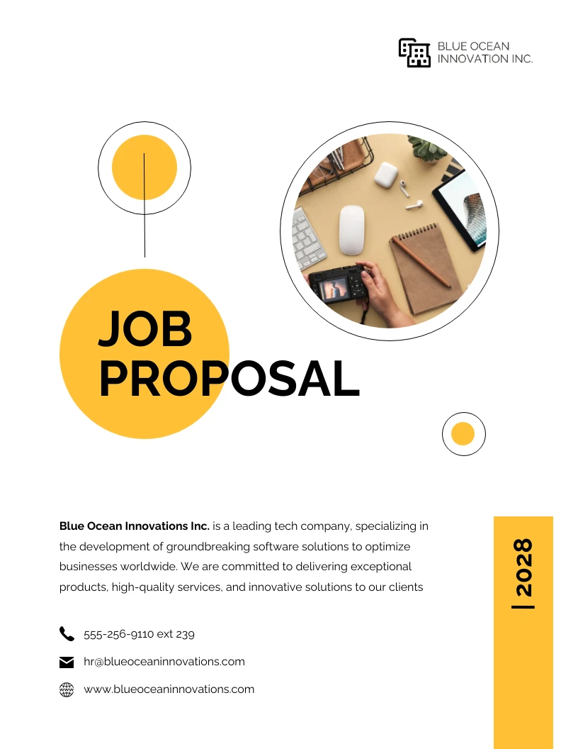 Professional Yellow Circle Pattern Job Proposal Template - Venngage