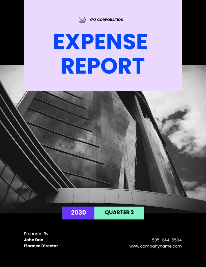 Black Purple Blue Expenses Report Template - Venngage