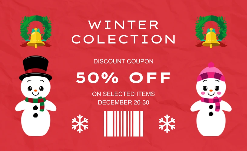 Red Modern Texture Christmas Winter Coupons - Venngage