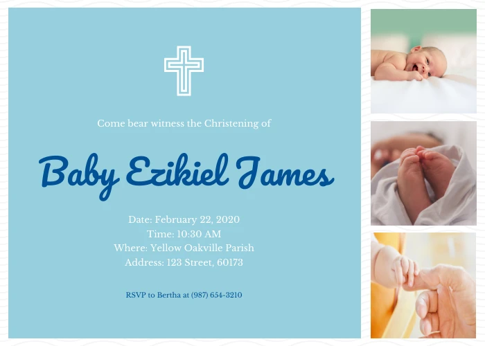 Blue Simple Christening Invitation - Venngage