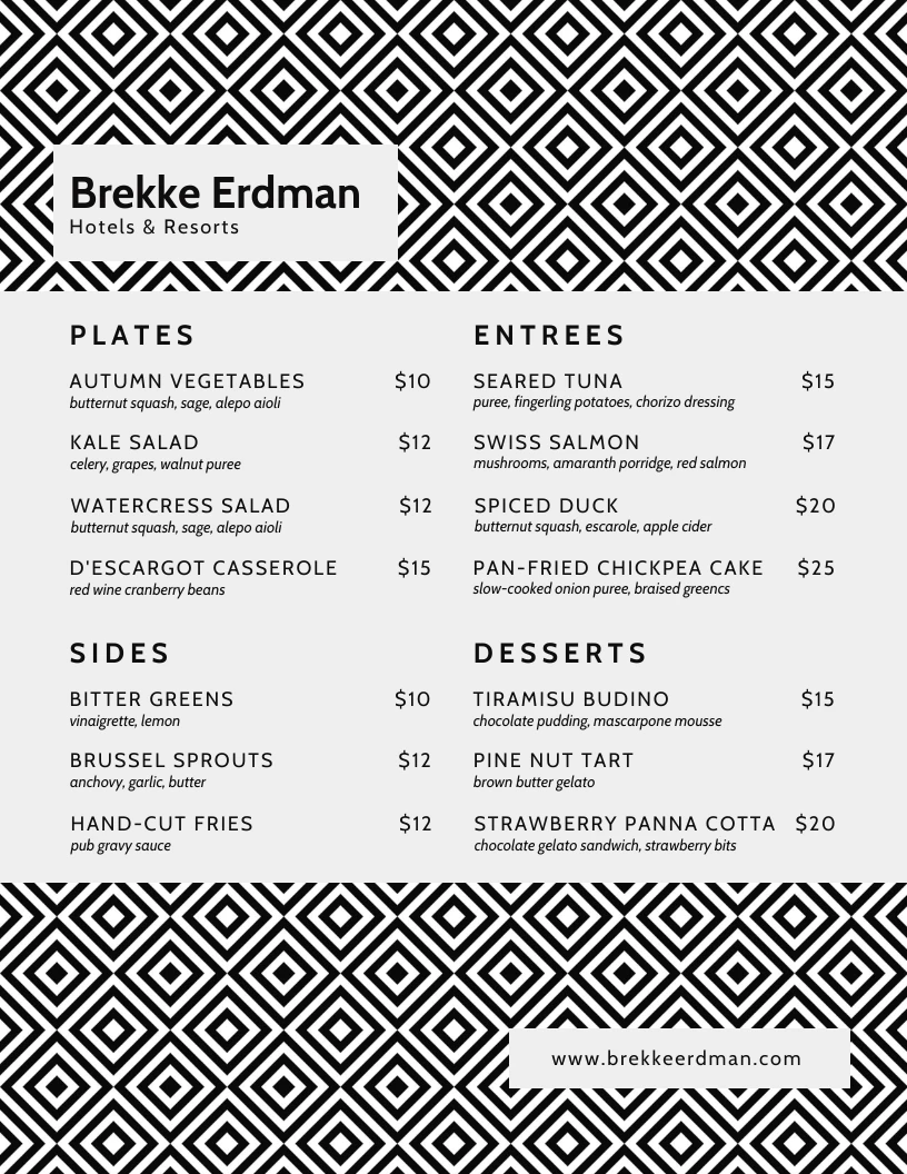 Light Grey Modern Fancy Menu - Venngage