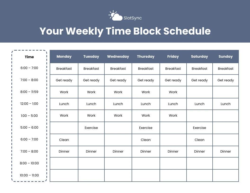 Time Block Schedule Template Venngage