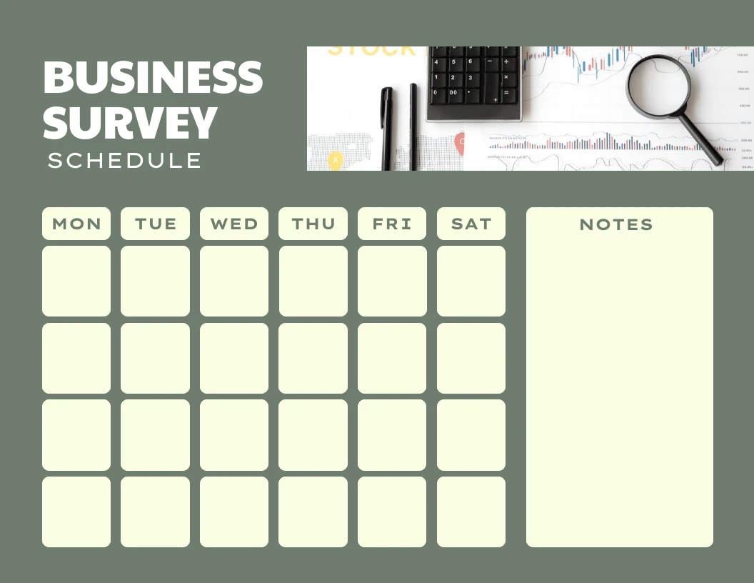 Green Simple Business Survey Schedule Template - Venngage