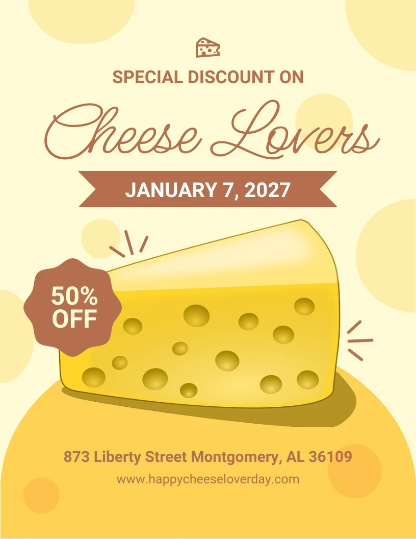 Illustration Cheese Lover Discount Offer Flyer Template - Venngage
