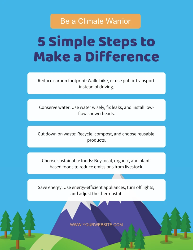 Blue Tips to Fight Climate Change Poster - Venngage