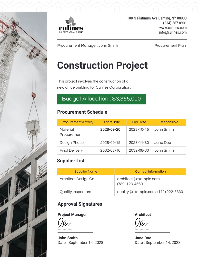 Construction Project Procurement Plan Template - Venngage