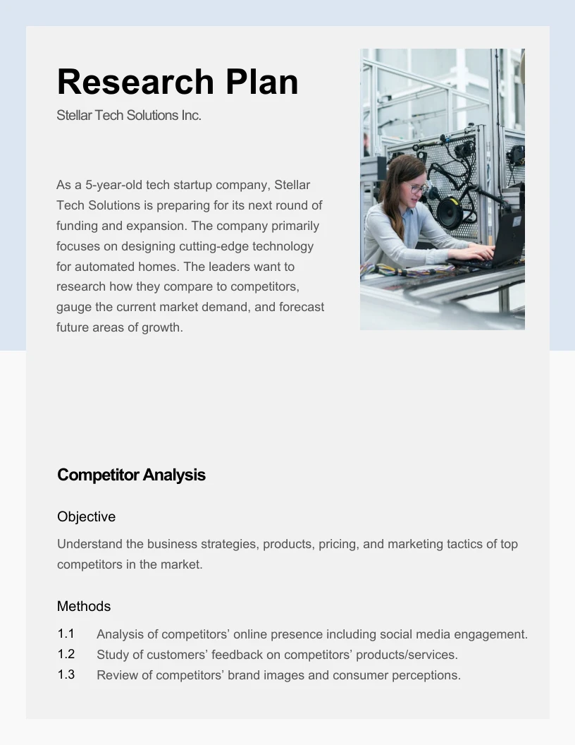 Light Blue Research Plan Template - Venngage
