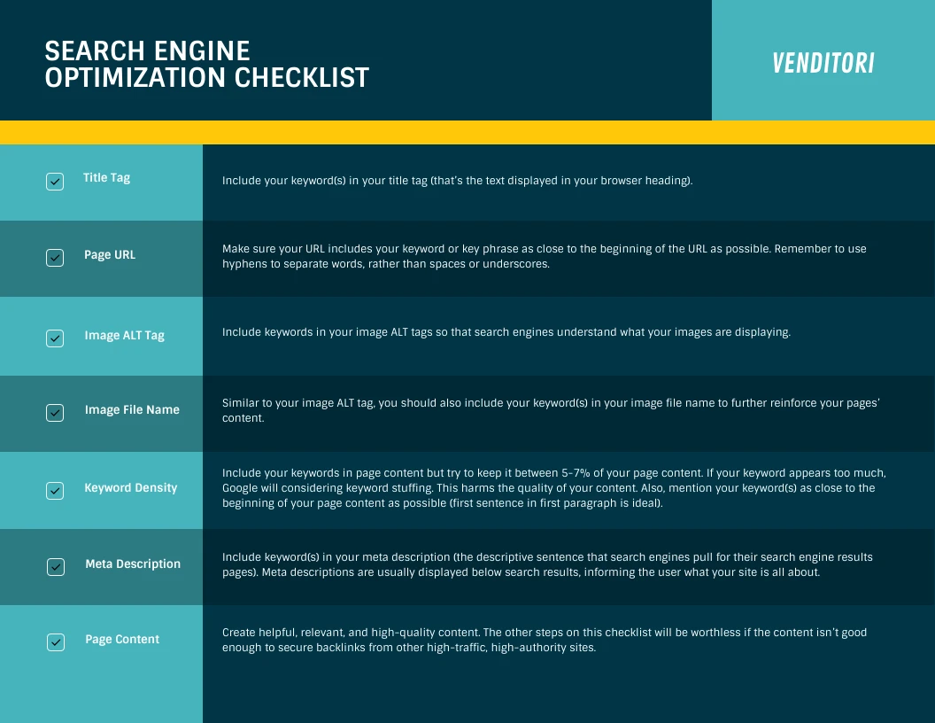 Dark Search Engine Optimization Checklist Template - Venngage