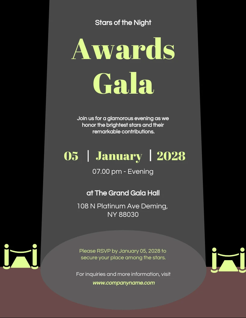 Black, Brown And Green Light Minimalist Awards Invitations - Venngage