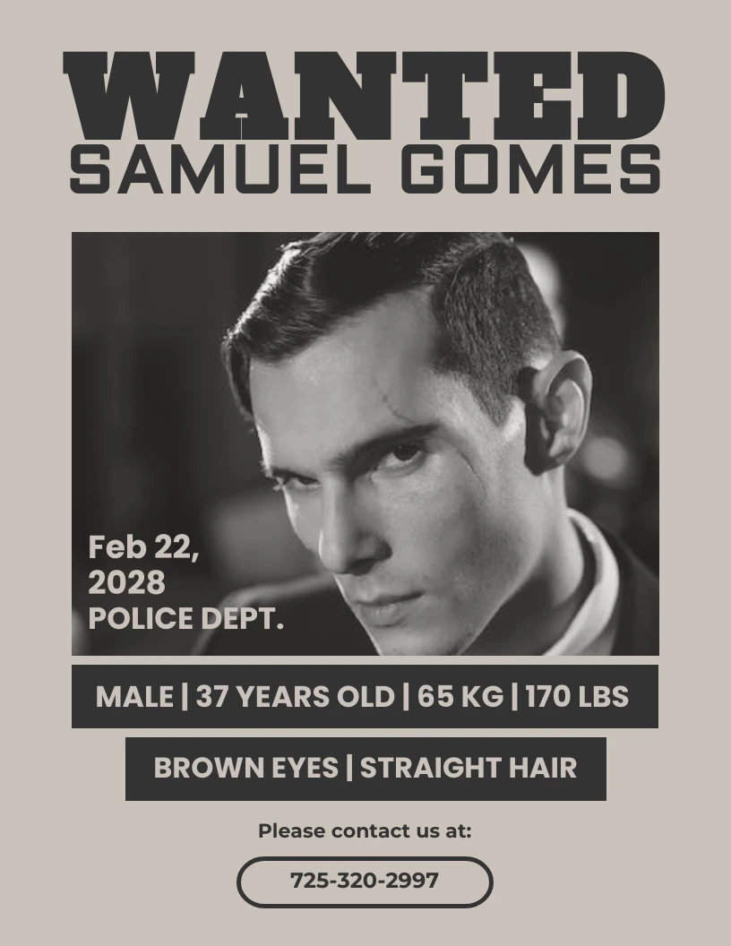 Cream And Black Minimalist Wanted Poster - Venngage