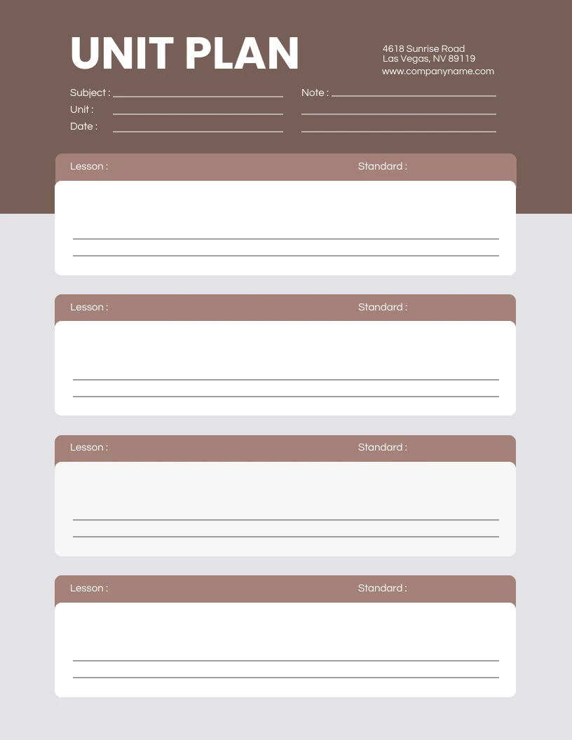 Cream Gray Unit Plan Template - Venngage