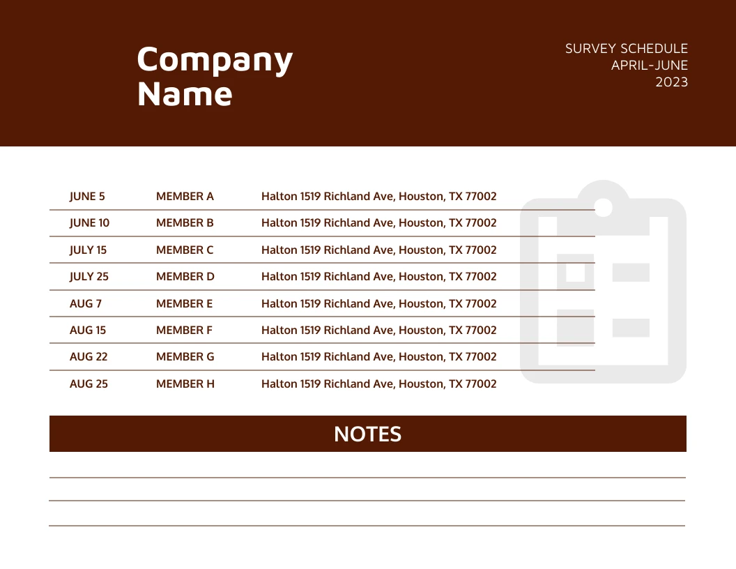 White And Brown Simple Survey Schedule Template - Venngage