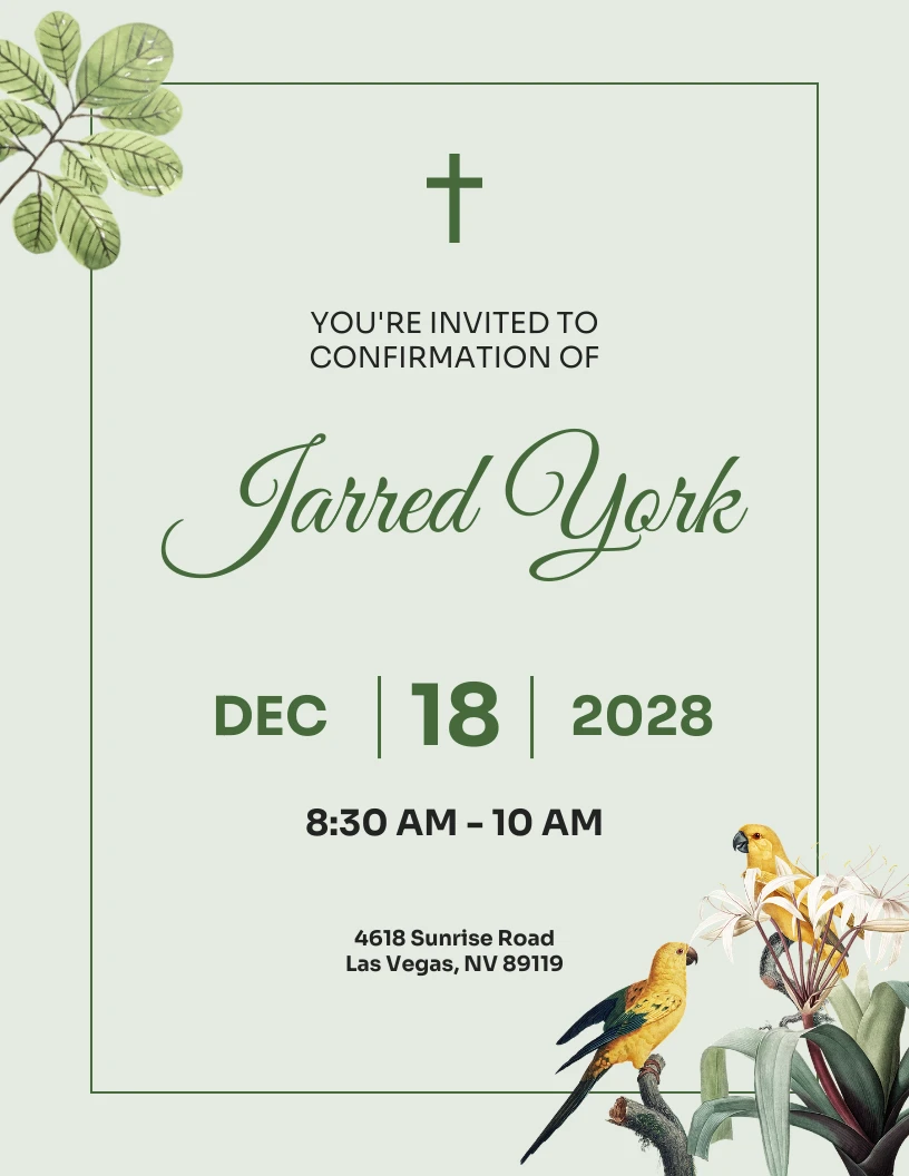 Green Simple Bird Confirmation Invitation - Venngage