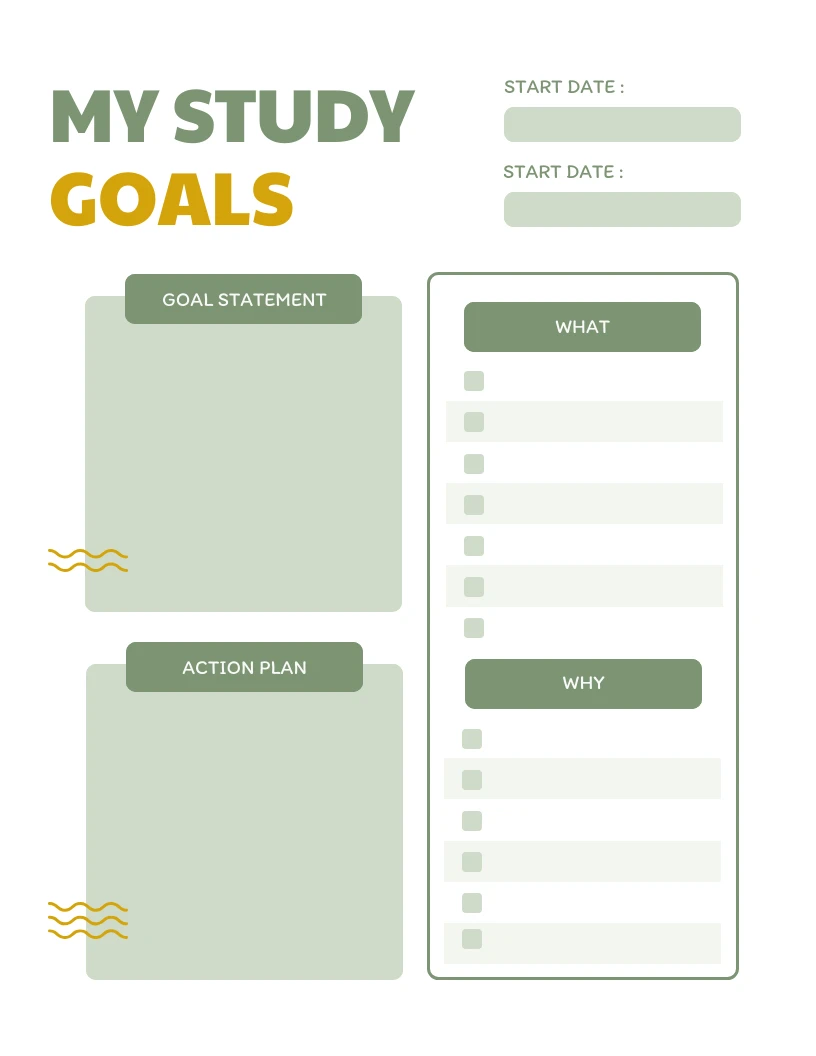 Light Grey Modern My Study Goals Schedule Template - Venngage