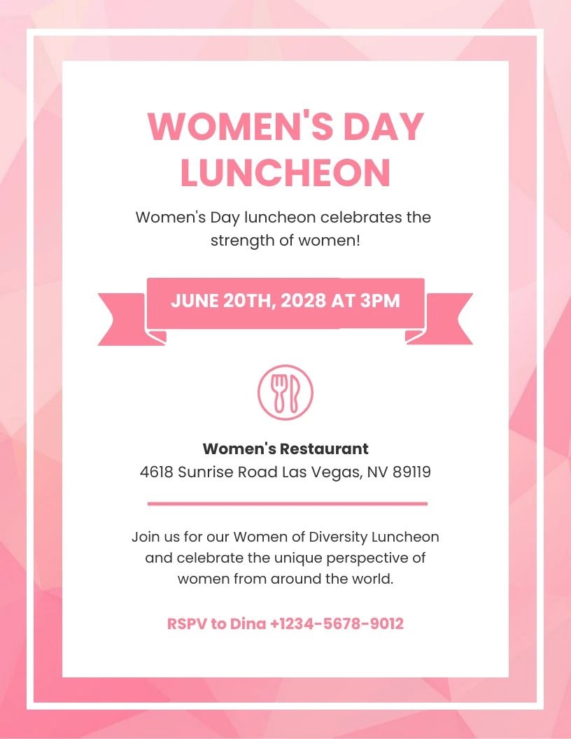 Pink Modern Geometric Pattern Women Day Luncheon Invitation - Venngage