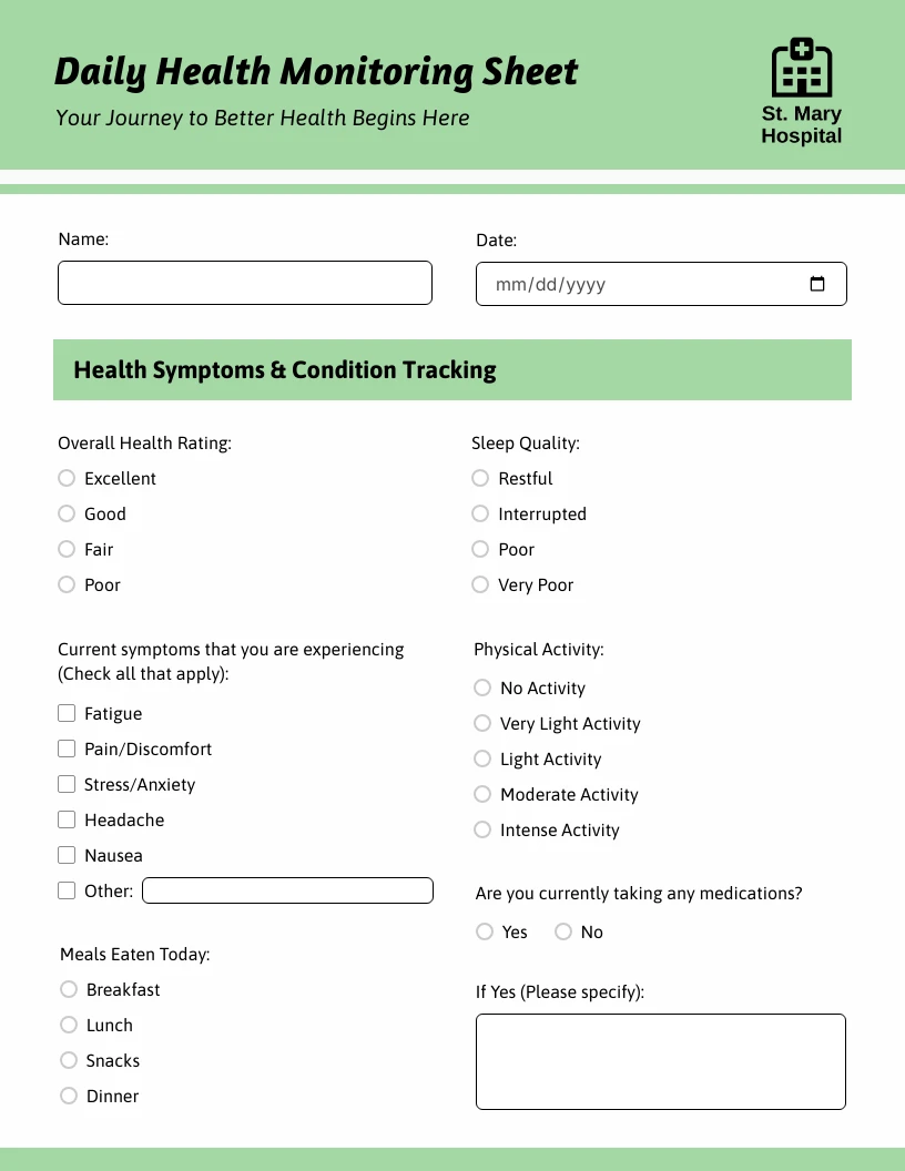 Simple Green Pastel Health Survey Forms - Venngage