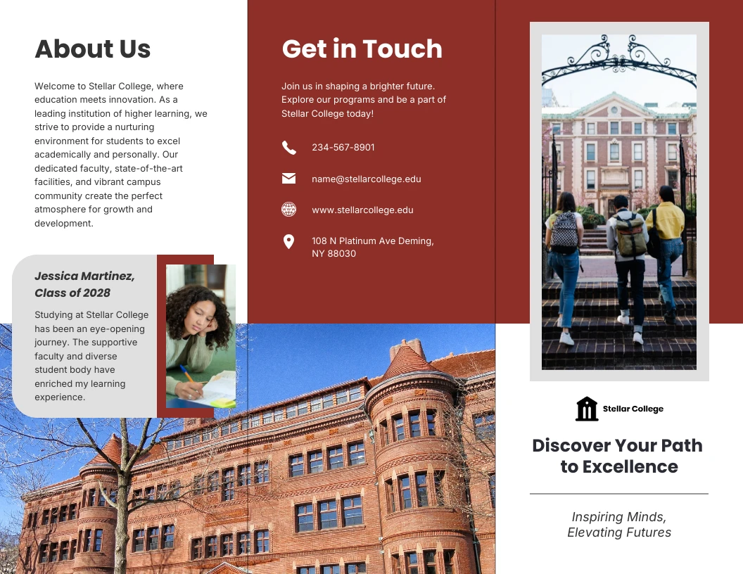 Maroon White College Brochures Template - Venngage