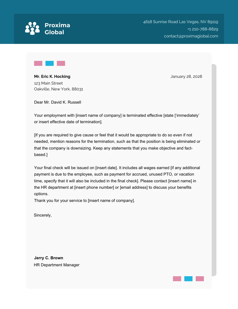 Blue grey simple professional Termination Letter - Venngage