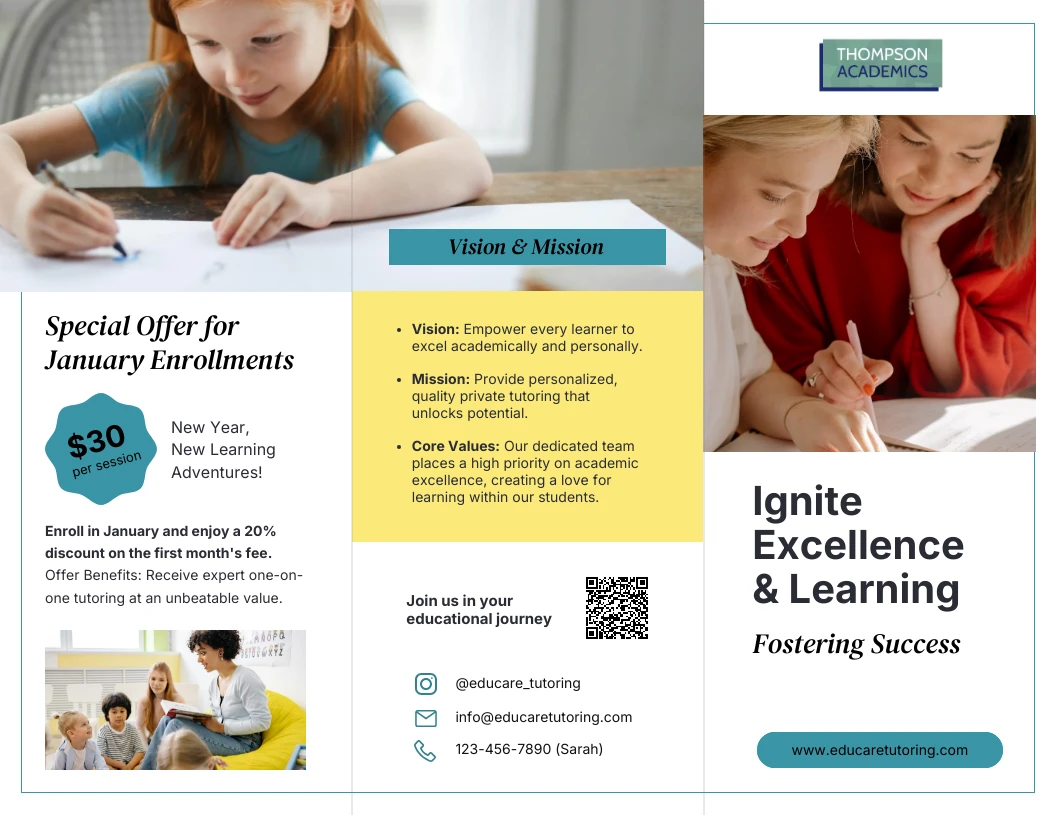 Emerald Green Education Trifold Brochure Template - Venngage