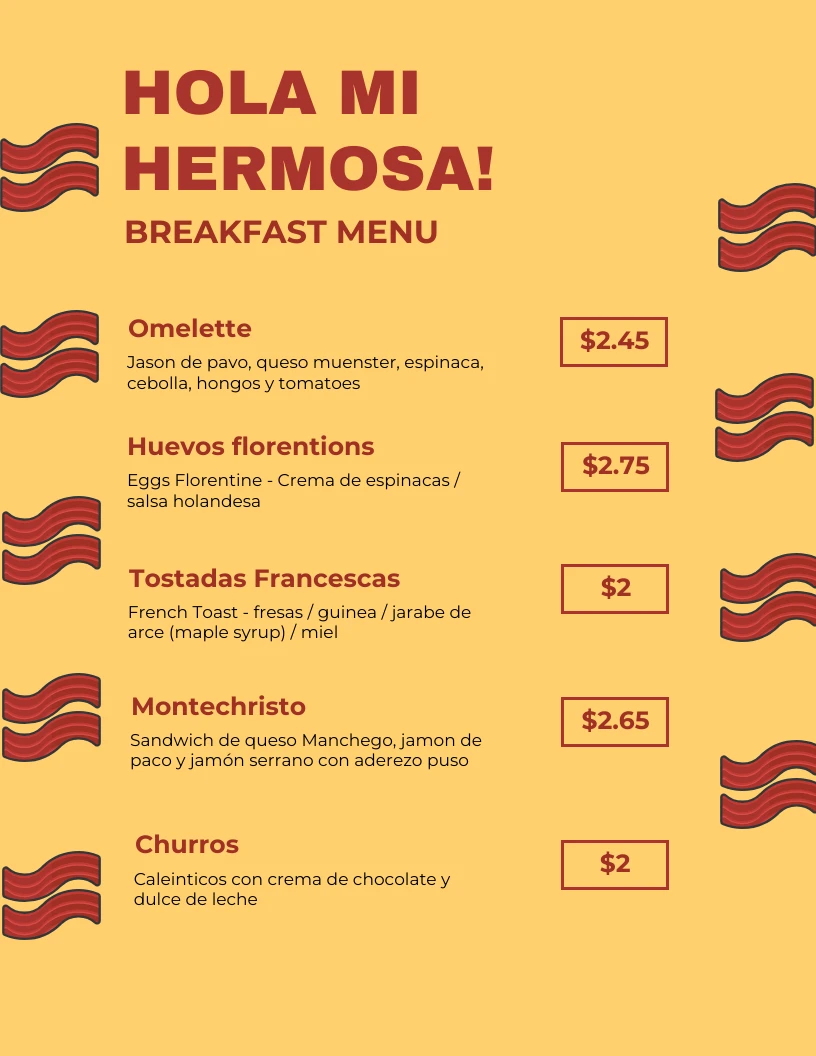 Menú de desayuno minimalista amarillo y marrón - Venngage