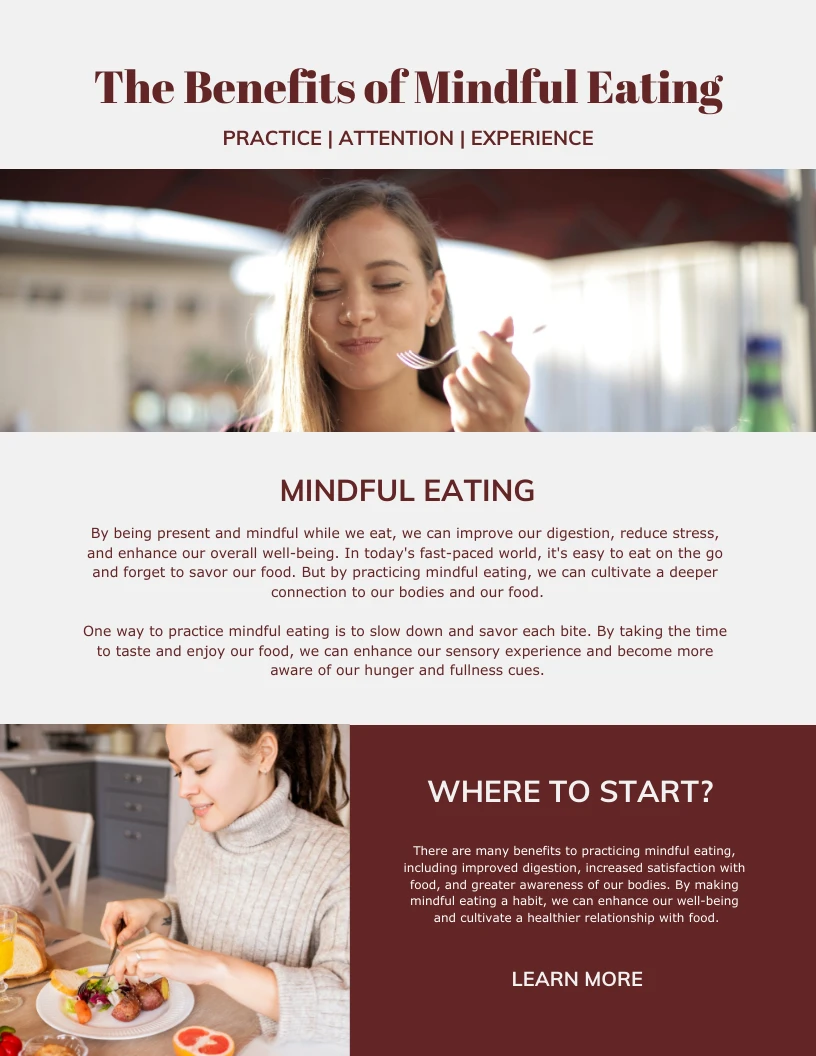 Light Grey Brown Mindful Eating Email Newsletter Template - Venngage