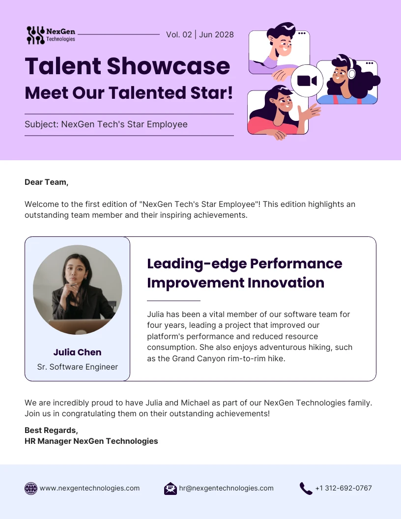 Company Employee Achievement Email Newsletter Template - Venngage