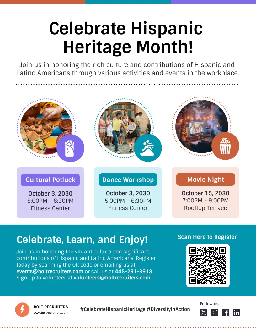 Celebrating Hispanic Heritage Month in the Workplace Holiday Flyer ...