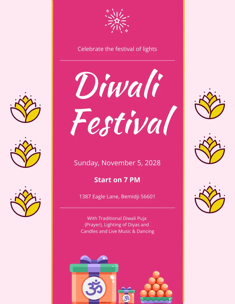 Purple Simple Diwali Invitations - Venngage