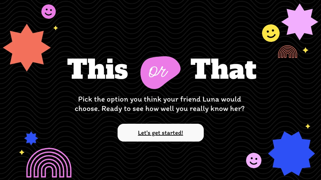 Vibrant Colorful This or That Quiz Presentation - Venngage