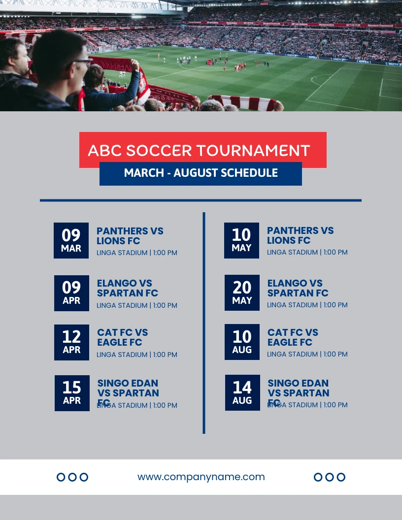Light Grey Modern Soccer Tournament Schedule Template - Venngage