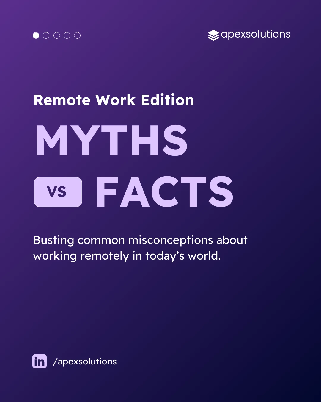 Myths vs. Facts About Remote Work Carousel Post Template - Venngage