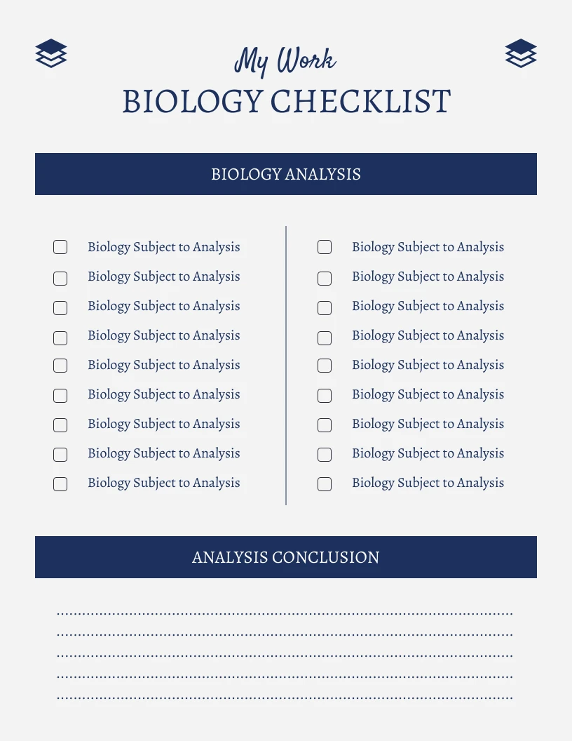 Clean Biology Work Checklist Template Venngage