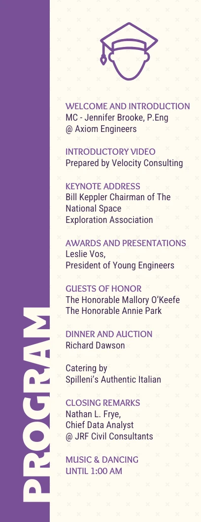 Graduation Dinner Event Program Outline Brochure Template - Venngage